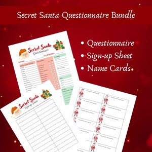 Secret Santa Questionnaire Edit Editable Printable Canva With Sign-up ...