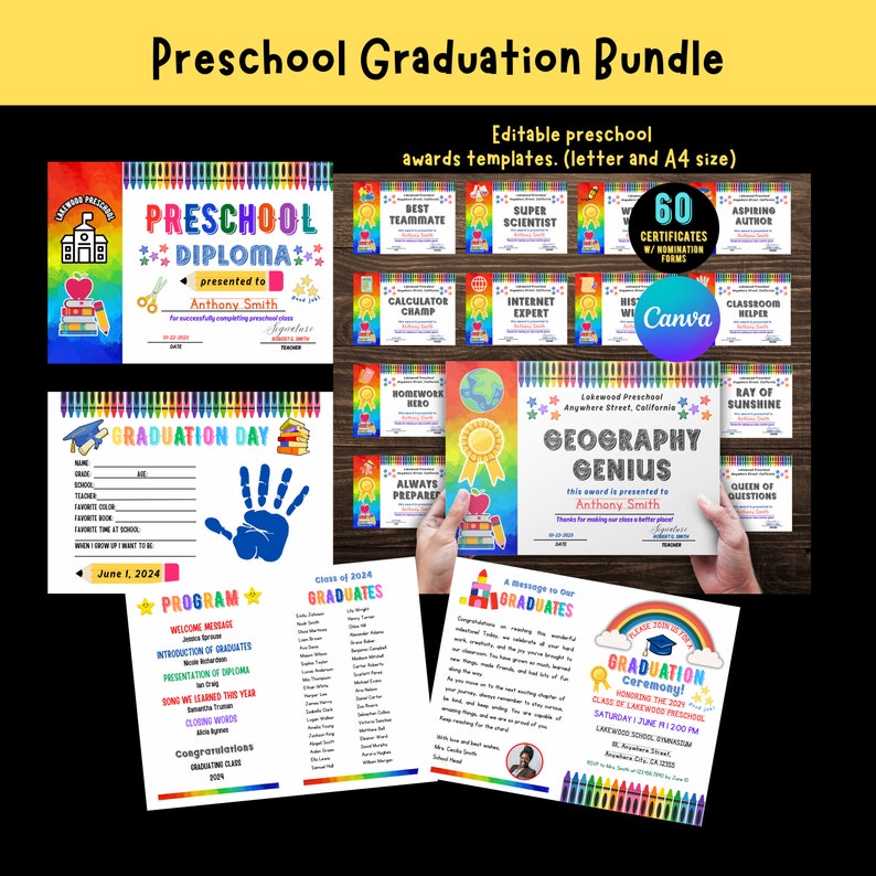 Preschool Graduation Invitation Graduate Keepsake Diploma Awards ...