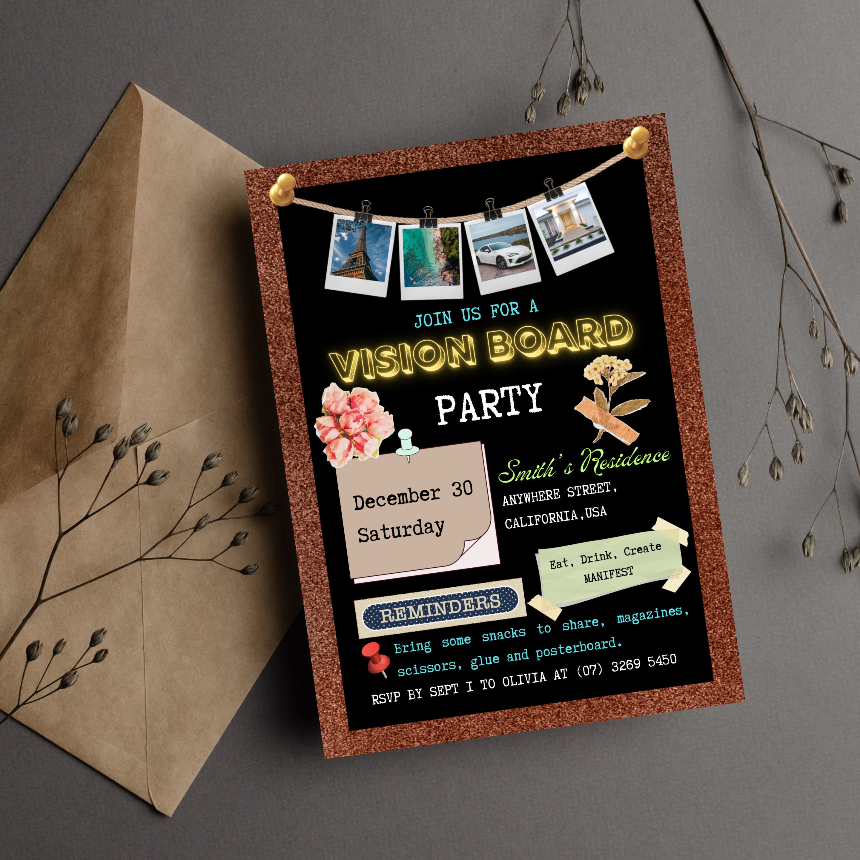 Vision Board Party Editable Template Invitation Instant Download With ...