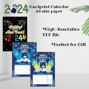 Handprint Calendar 2024 Preschool Calendar 2024 Printable Calendar 2024 ...