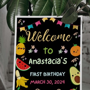 Dancing Fruits Party Decorations Bday Party Deco Editable Canva ...