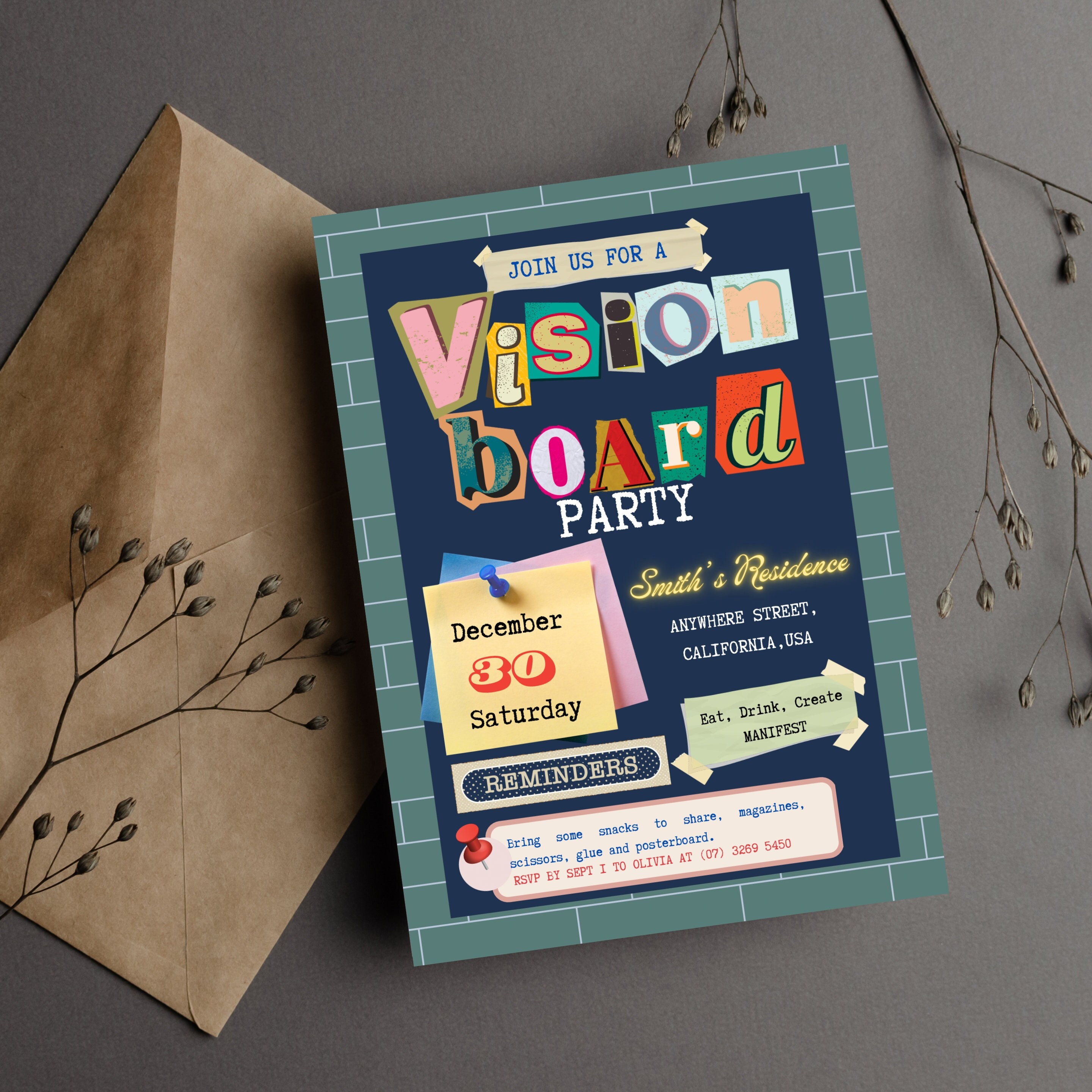 Vision Board Party Editable Template Invitation Instant Download With ...
