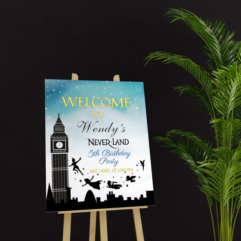 Peter Pan Birthday Party Decorations Neverland Welcome Sign Editable ...
