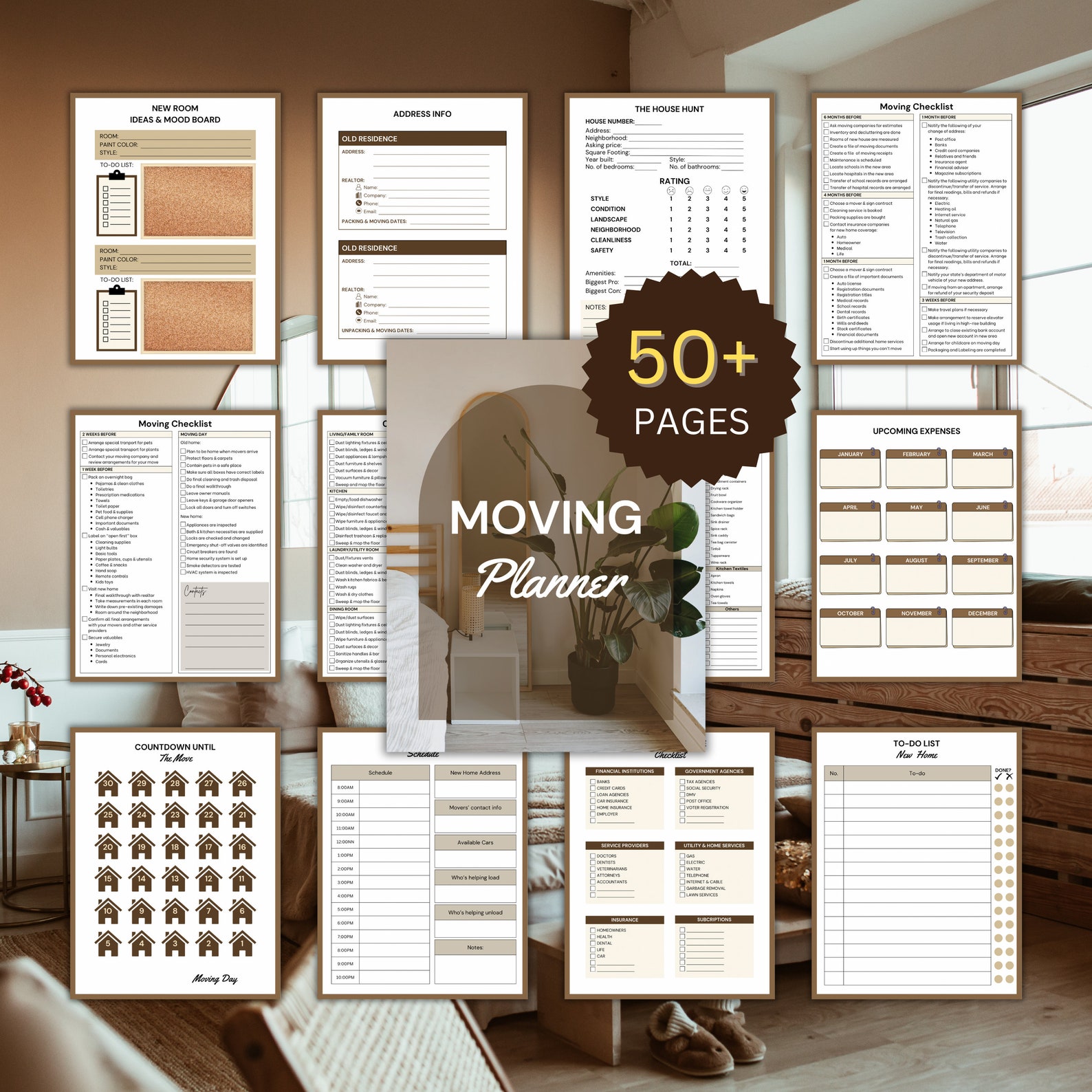 Moving Checklist Boheme Theme Moving Planner Printable Digital Planner ...