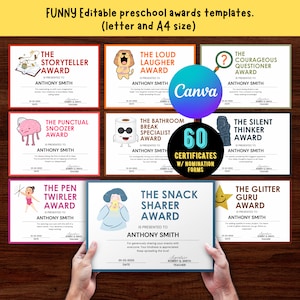 Funny Classroom Awards Editable Template Preschool Kindergarten Grade ...