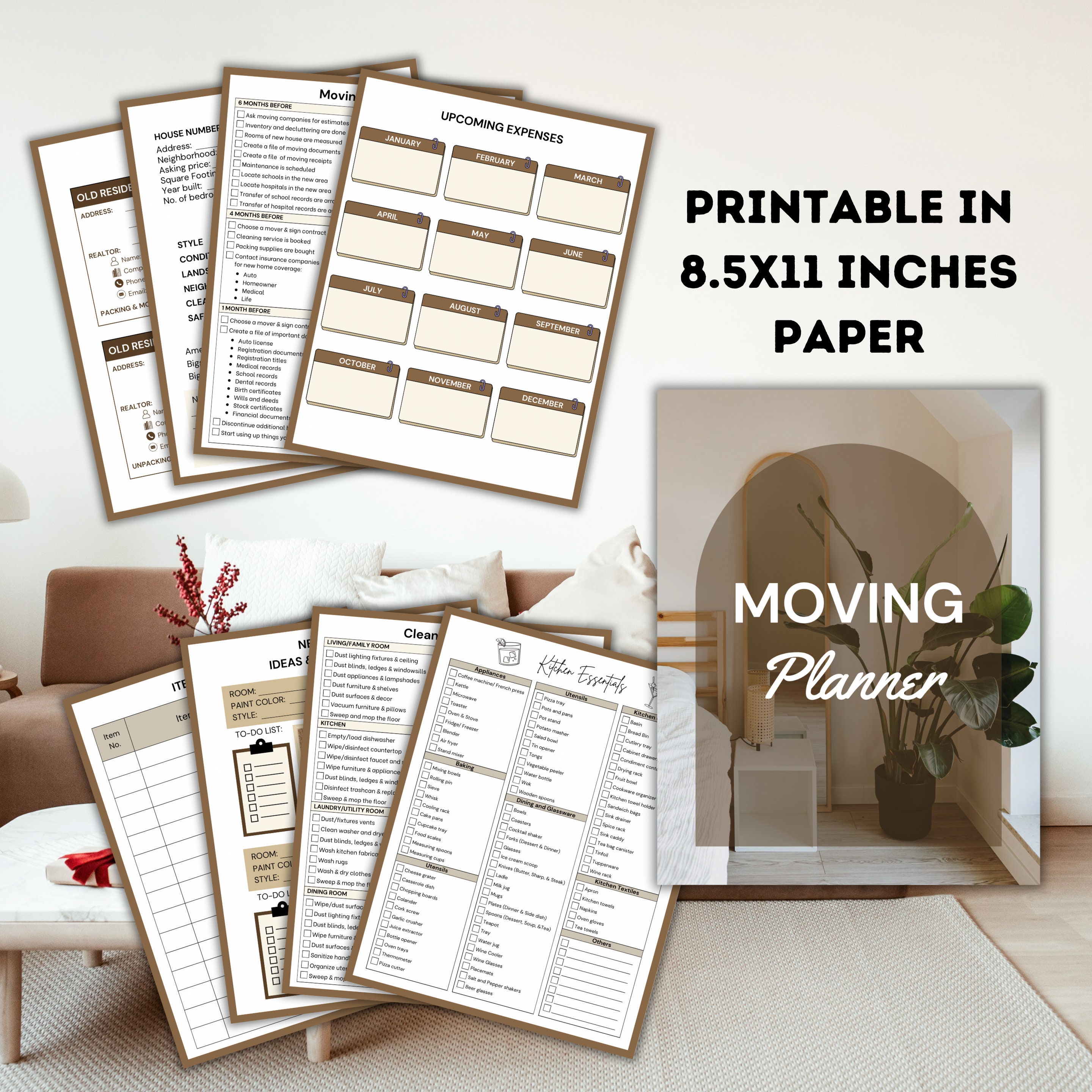 Moving Checklist Boheme Theme Moving Planner Printable Digital Planner ...