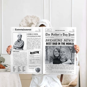 Fathers Day Newspaper Gift From Daughter Son Editable Template Presents ...