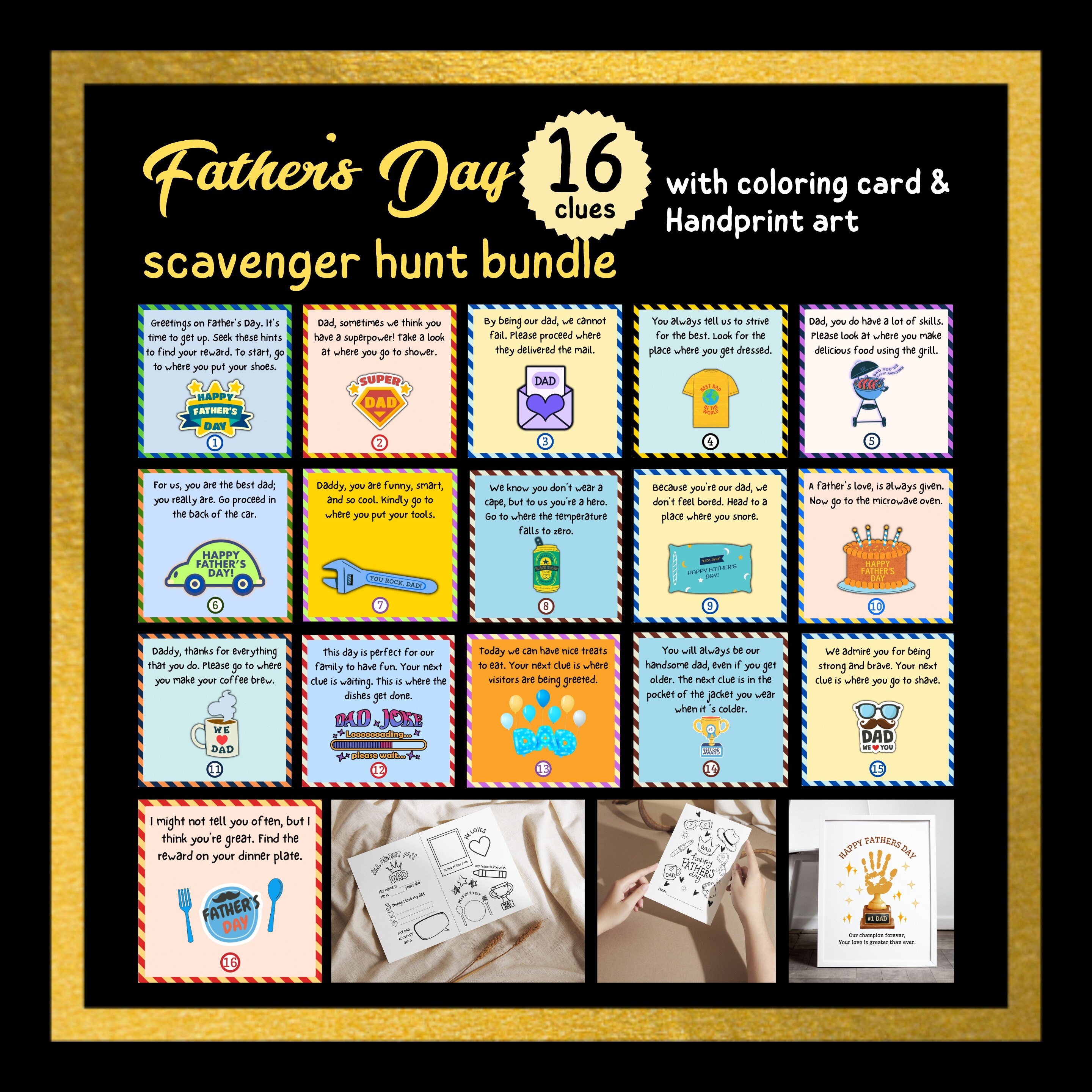 Fathers Day Scavenger Hunt All About My Dad Fathers Day Handprint Craft ...