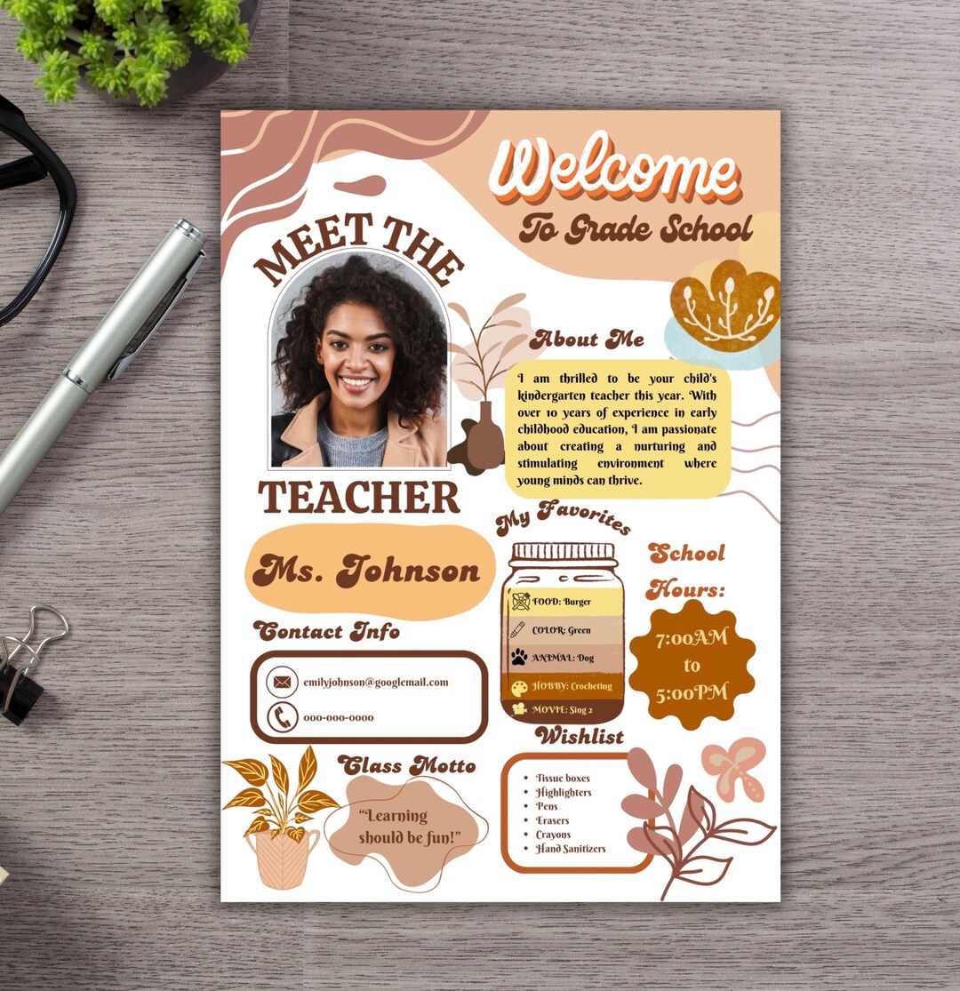 Meet the Teacher Template Boho Theme Editable Template Instant Download ...