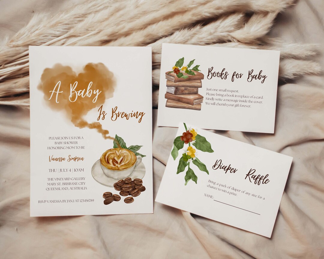 A Baby is Brewing Coffee Baby Shower Invitation Template Editable Canva ...