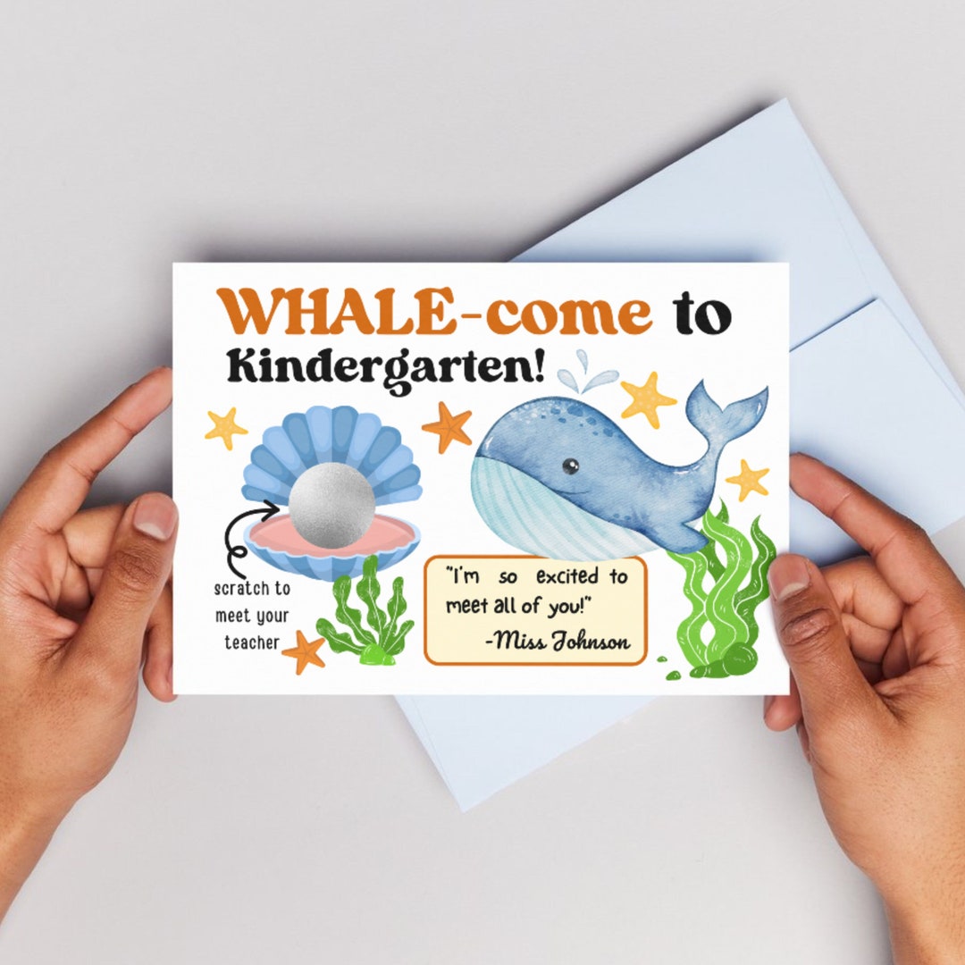 Meet the Teacher Whale Scratch off Postcard Editable Template Back to ...