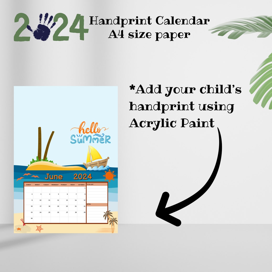 Handprint Calendar 2024 Preschool Calendar 2024 Printable Calendar 2024 ...