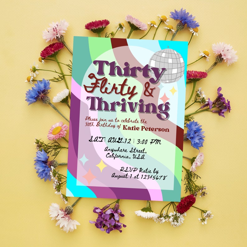 30th Birthday Invitation For Her Editable 13 Going On 30 Invite Retro