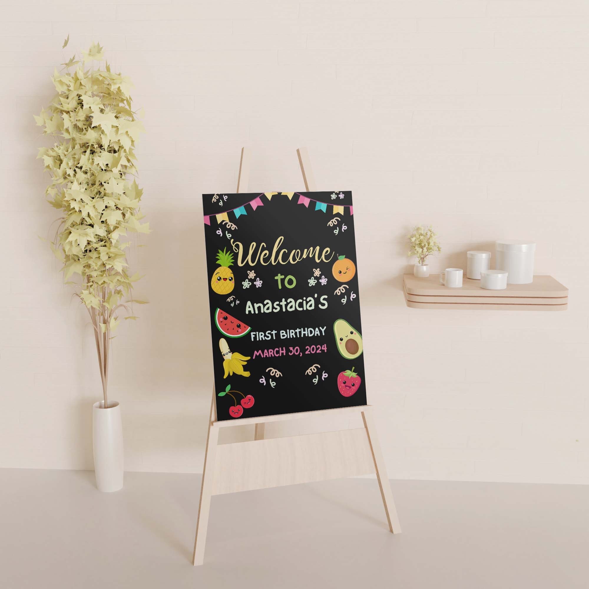 Dancing Fruits Party Decorations Bday Party Deco Editable Canva ...