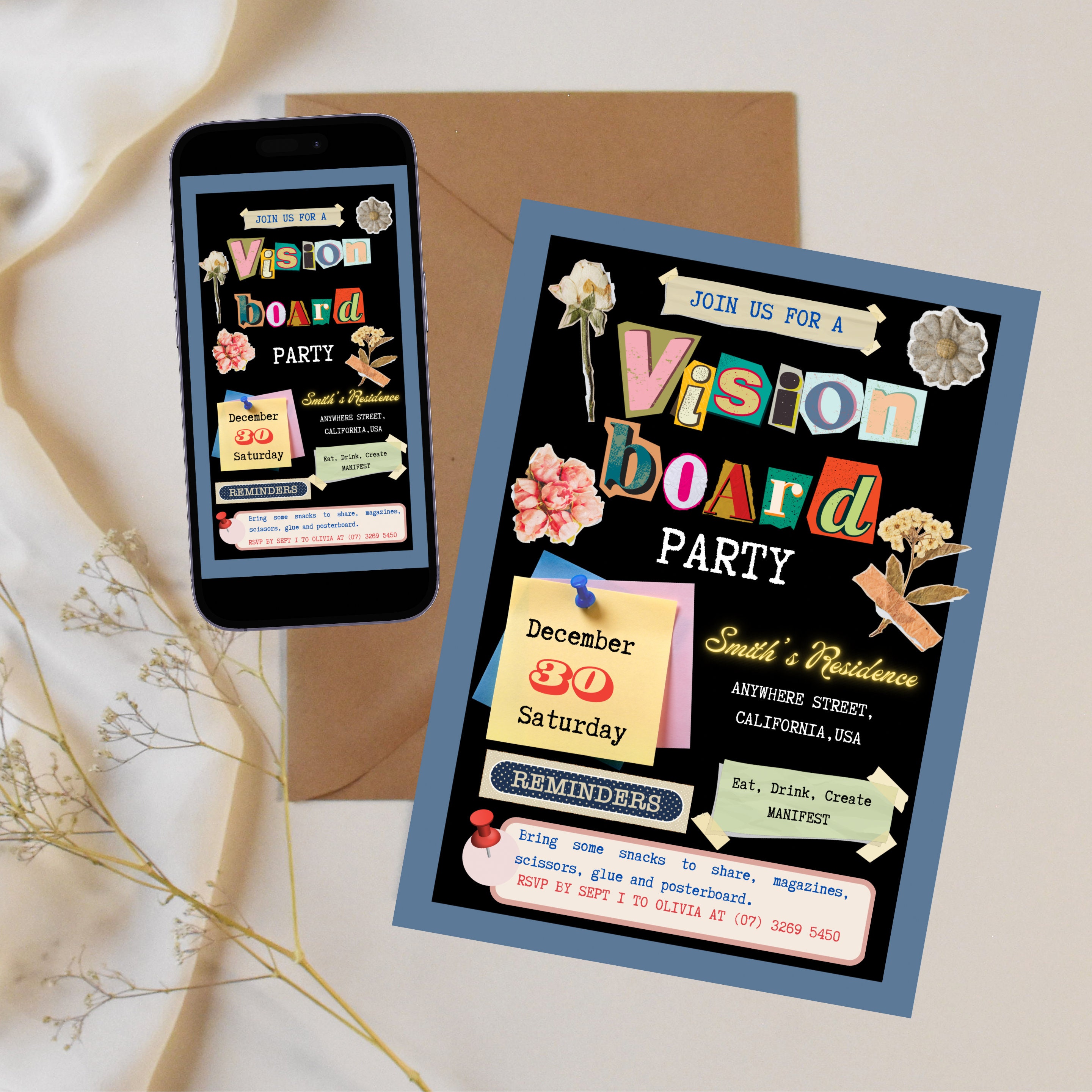 Vision Board Party Editable Template Invitation Instant Download With ...