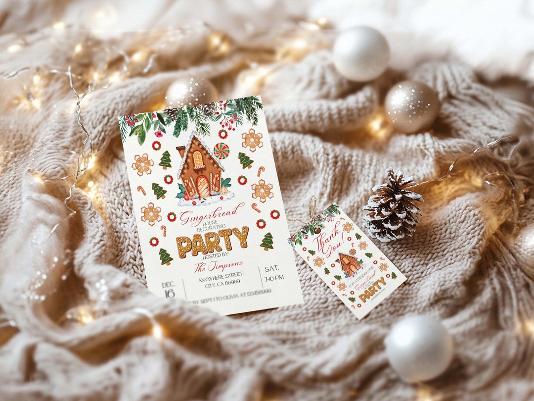Gingerbread House Decorating Party Christmas Invitation Template Xmas ...