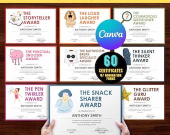 70 Student Award Certificates, Classroom End of Year Certificate ...