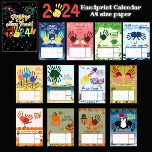 Handprint Calendar 2024 Preschool Calendar 2024 Printable Calendar 2024 ...