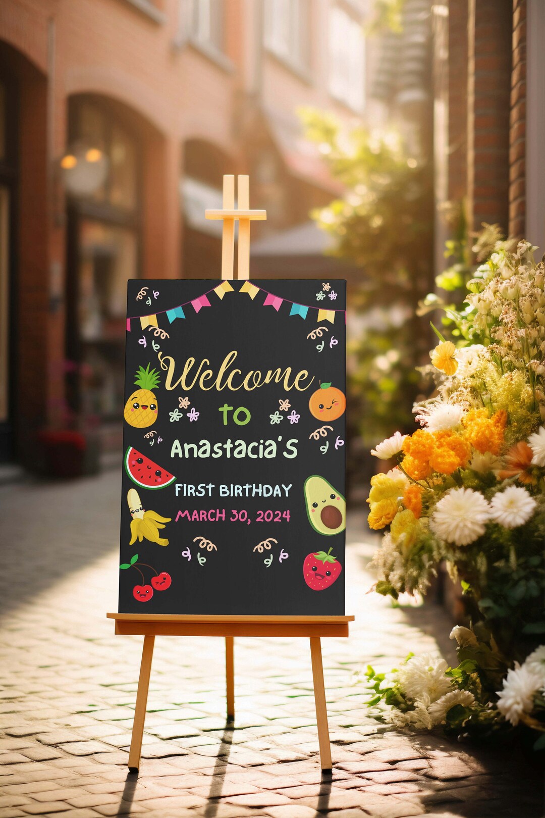 Dancing Fruits Party Decorations Bday Party Deco Editable Canva ...