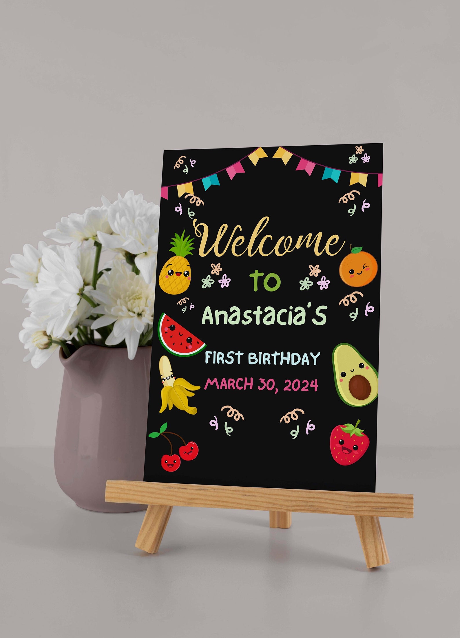 Dancing Fruits Party Decorations Bday Party Deco Editable Canva ...
