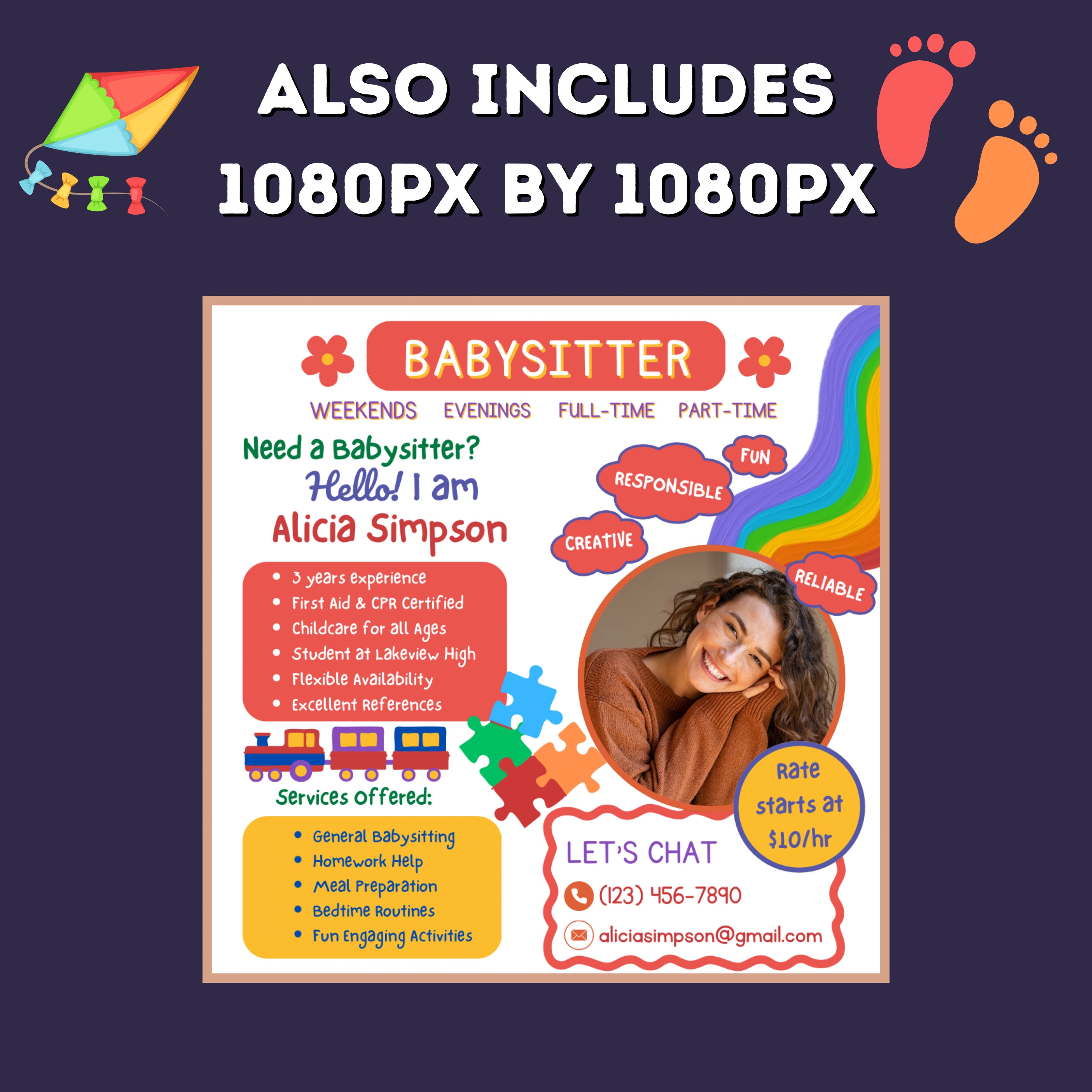 Babysitter Flyer Template Editable Canva for Babysitting Brochure ...