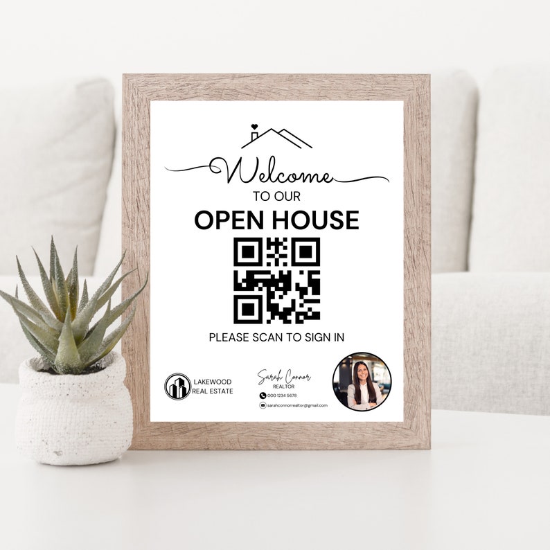 Open House Welcome Sign Template With QR Code Editable Canva Real ...