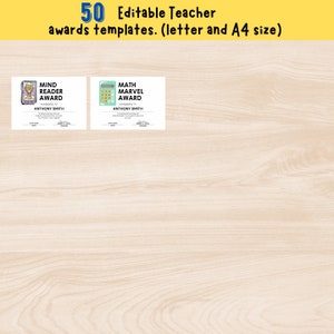 Teacher Awards End of Year Certificates Editable Template Funny Award ...