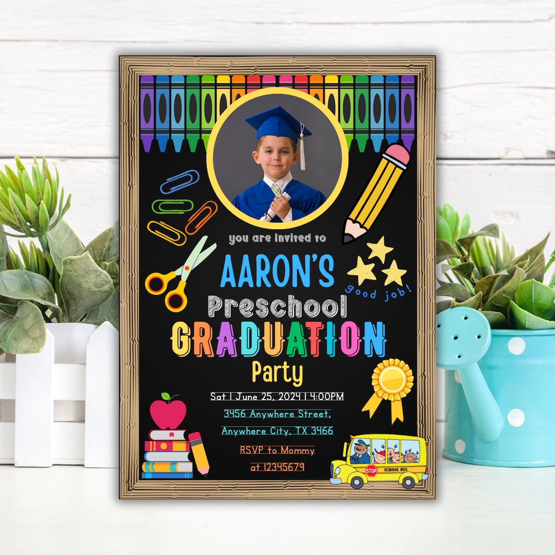 Preschool Graduation Invitation Template Kindergarten Graduate Invite ...