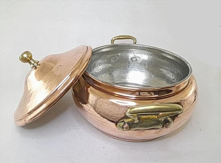 Large Copper Soup Bowl With Lid, Soup Server Pot, Hammered Big Copper ...