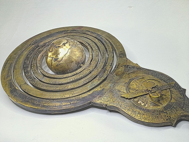 Brass Arabic Astrolabe, Vintage Astronomical Globe, Maritime Navigation ...