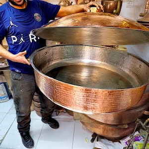 Handcrafted Red Copper Cookware Set, Antique & Vintage Design for Even ...