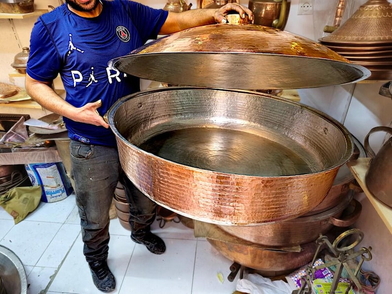 Handcrafted Red Copper Cookware Set, Antique & Vintage Design for Even ...