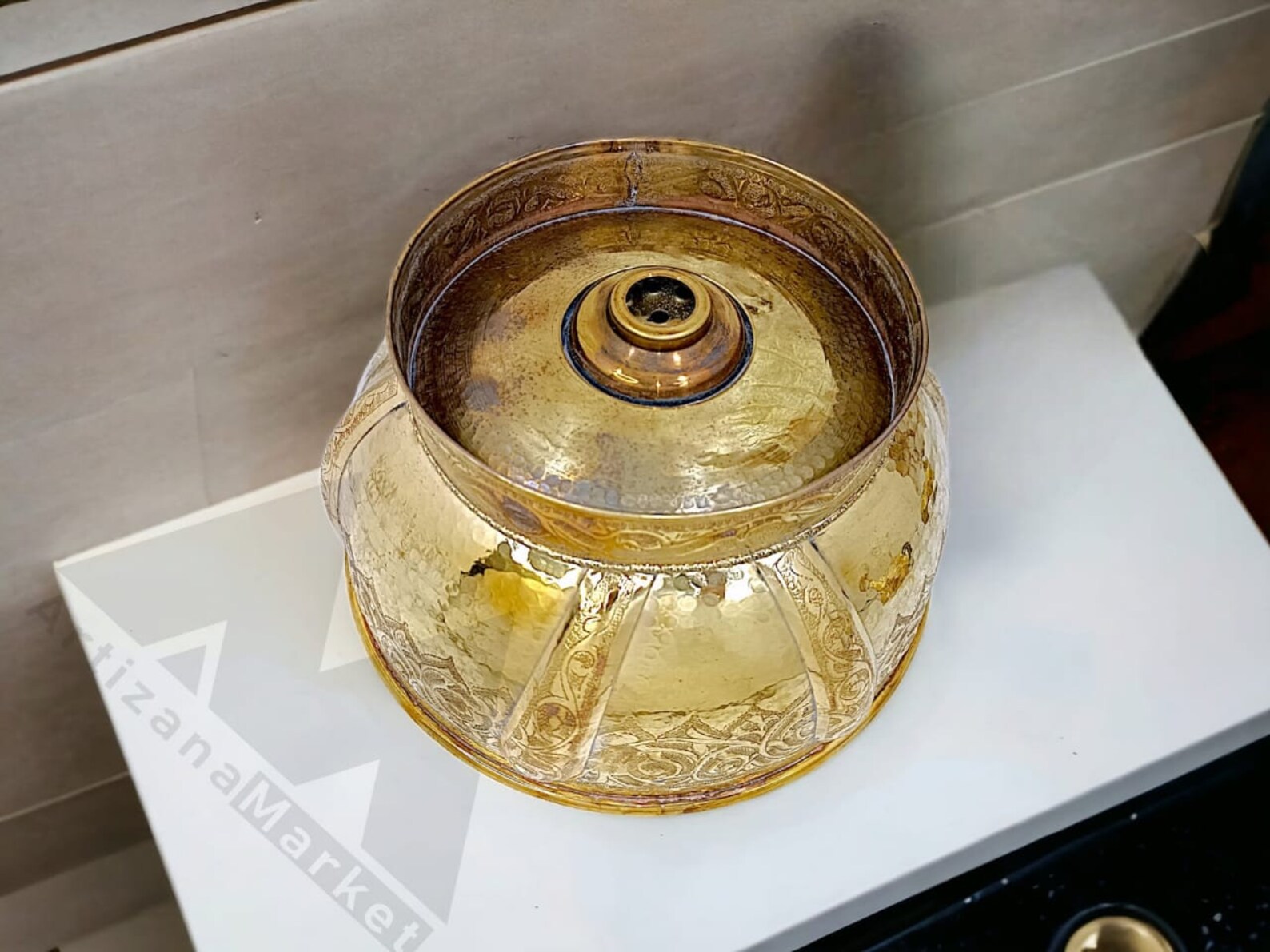 Copper Vessel Sink Engraved Basin Solid Bathroom Vessel Vanity, Counter ...