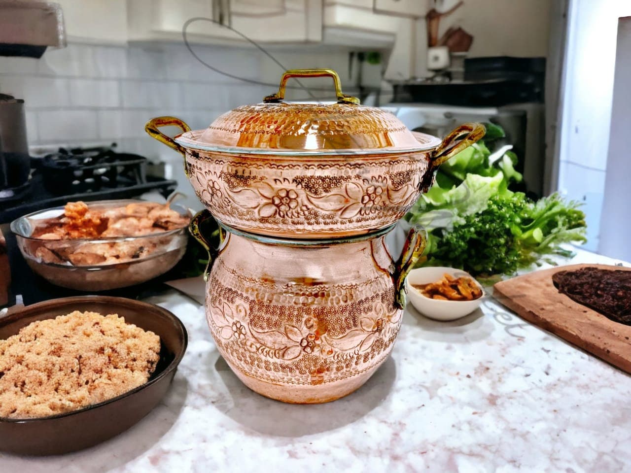 Handmade Hammered Copper Couscoussier | Traditional Moroccan Steam Pot ...