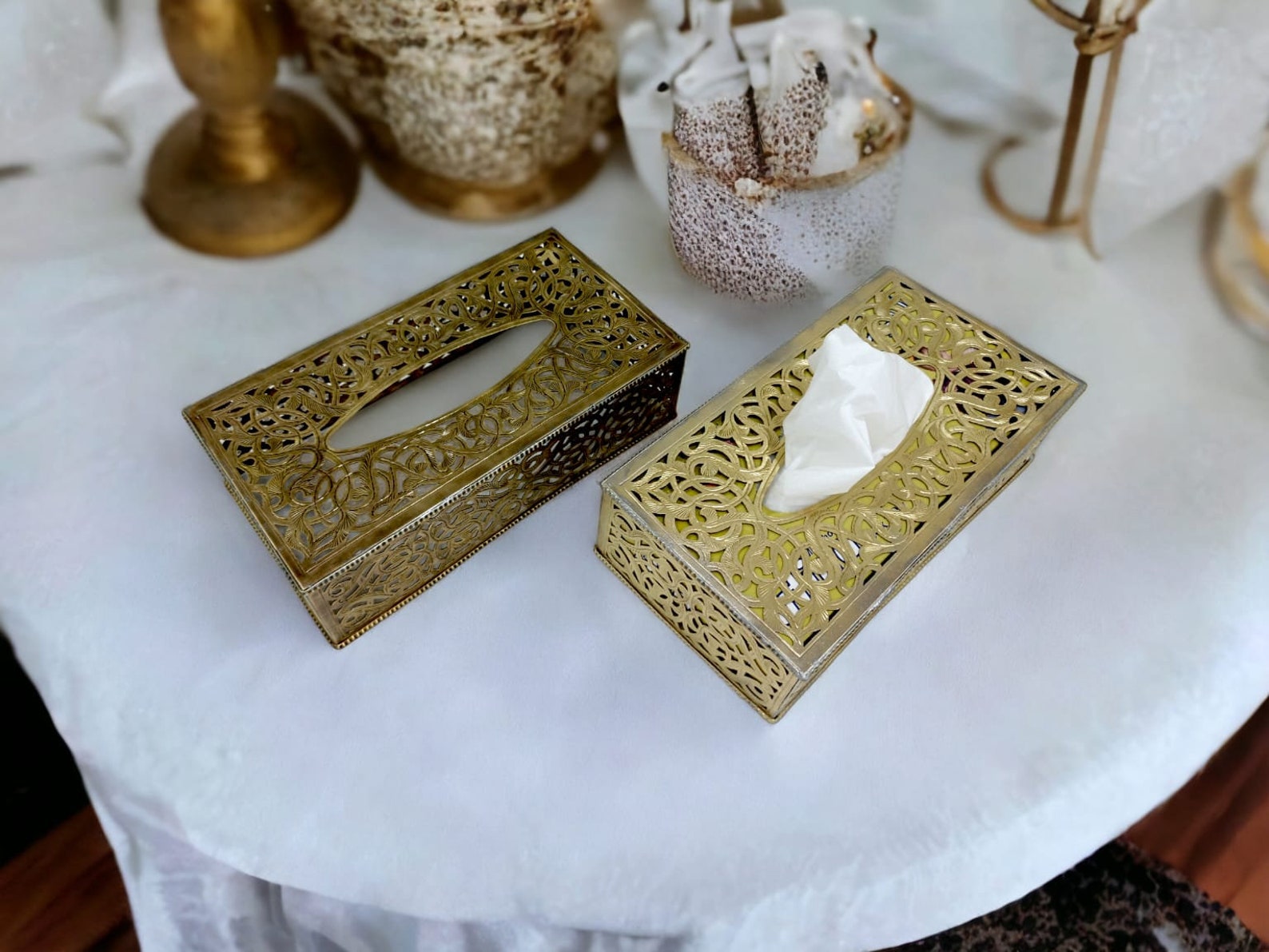 Handmade Moroccan Rectangular Engraved Decorative Brass Tissue Box 2023 ...