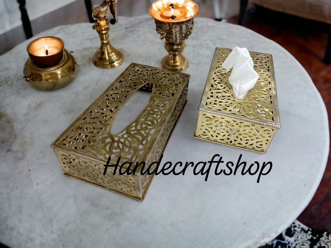 Handmade Moroccan Rectangular Engraved Decorative Brass Tissue Box 2023 ...