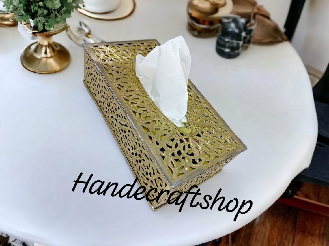 Handmade Moroccan Rectangular Engraved Decorative Brass Tissue Box 2023 ...