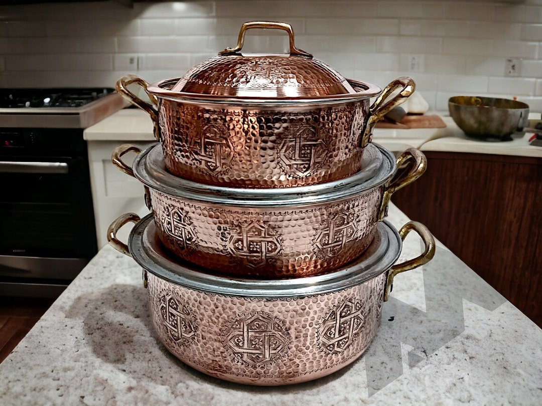 Handmade Moroccan Copper Cookware Set – Vintage Copper Pots and Pans ...