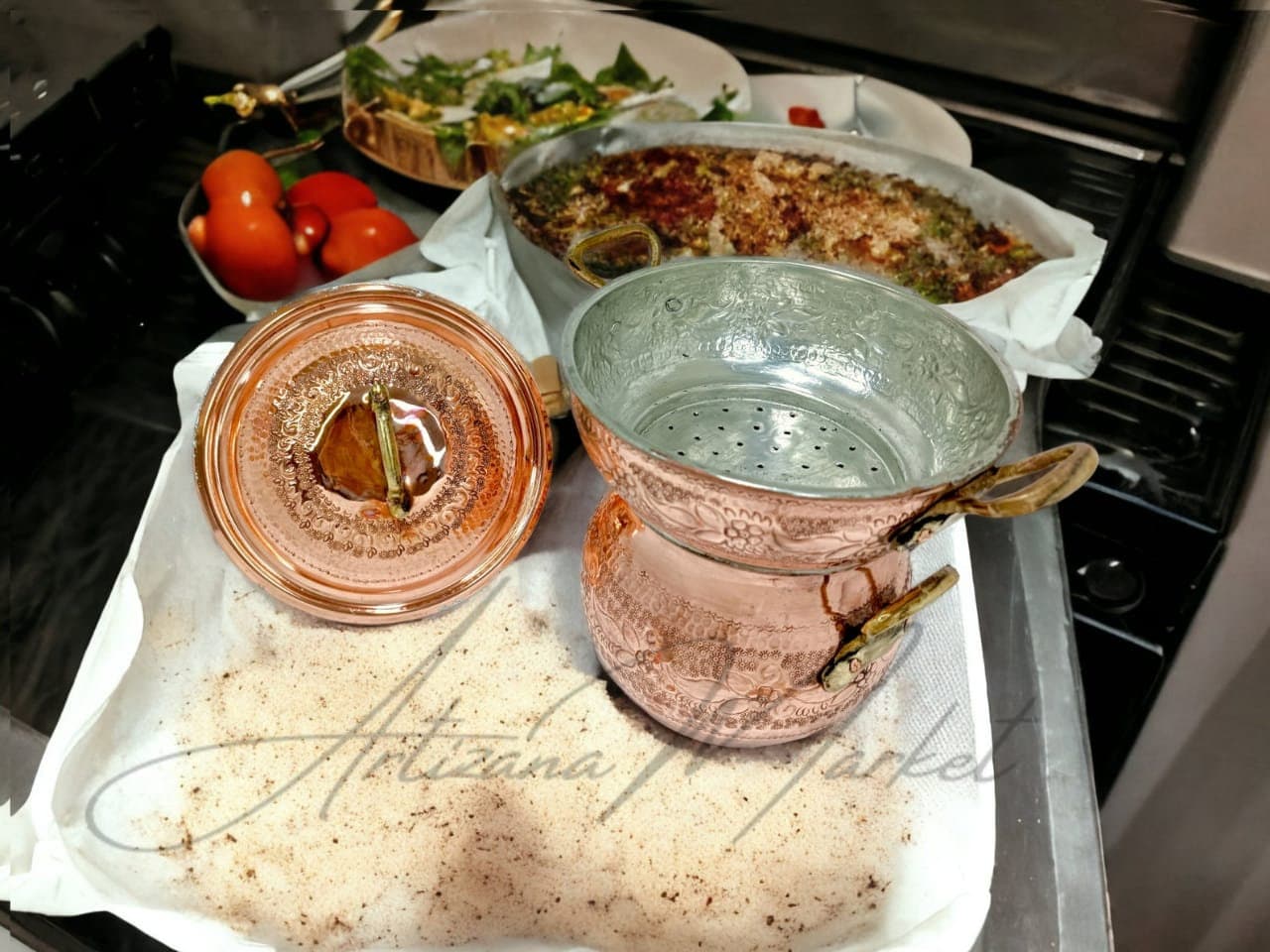 Handmade Hammered Copper Couscoussier | Traditional Moroccan Steam Pot ...