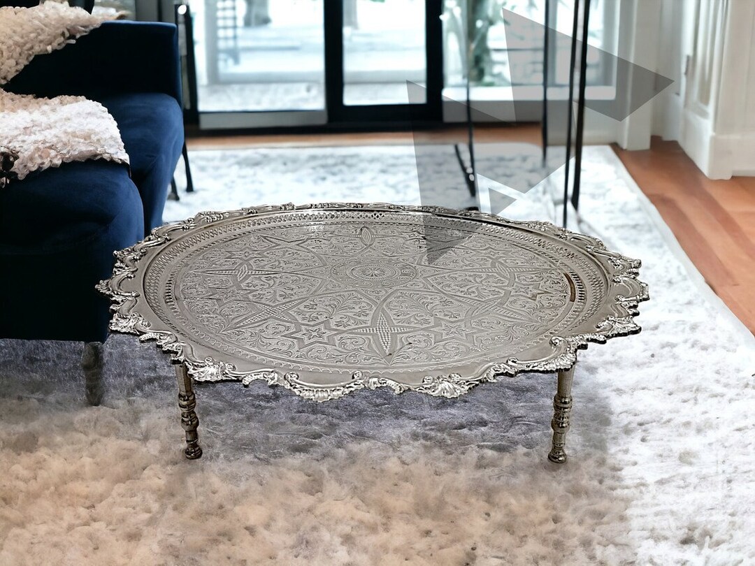 Ottoman Tray Large Silver Tray Extra Large Tray Metal Ottoman Tray - Etsy