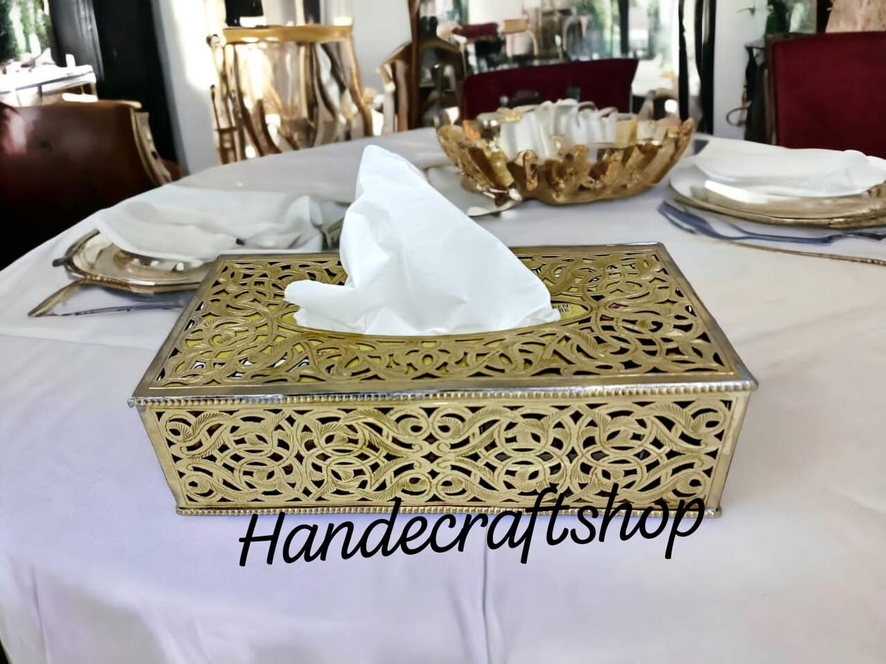 Handmade Moroccan Rectangular Engraved Decorative Brass Tissue Box 2023 ...
