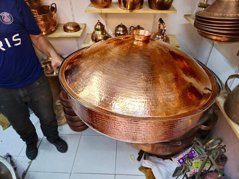 Handcrafted Red Copper Cookware Set, Antique & Vintage Design for Even ...