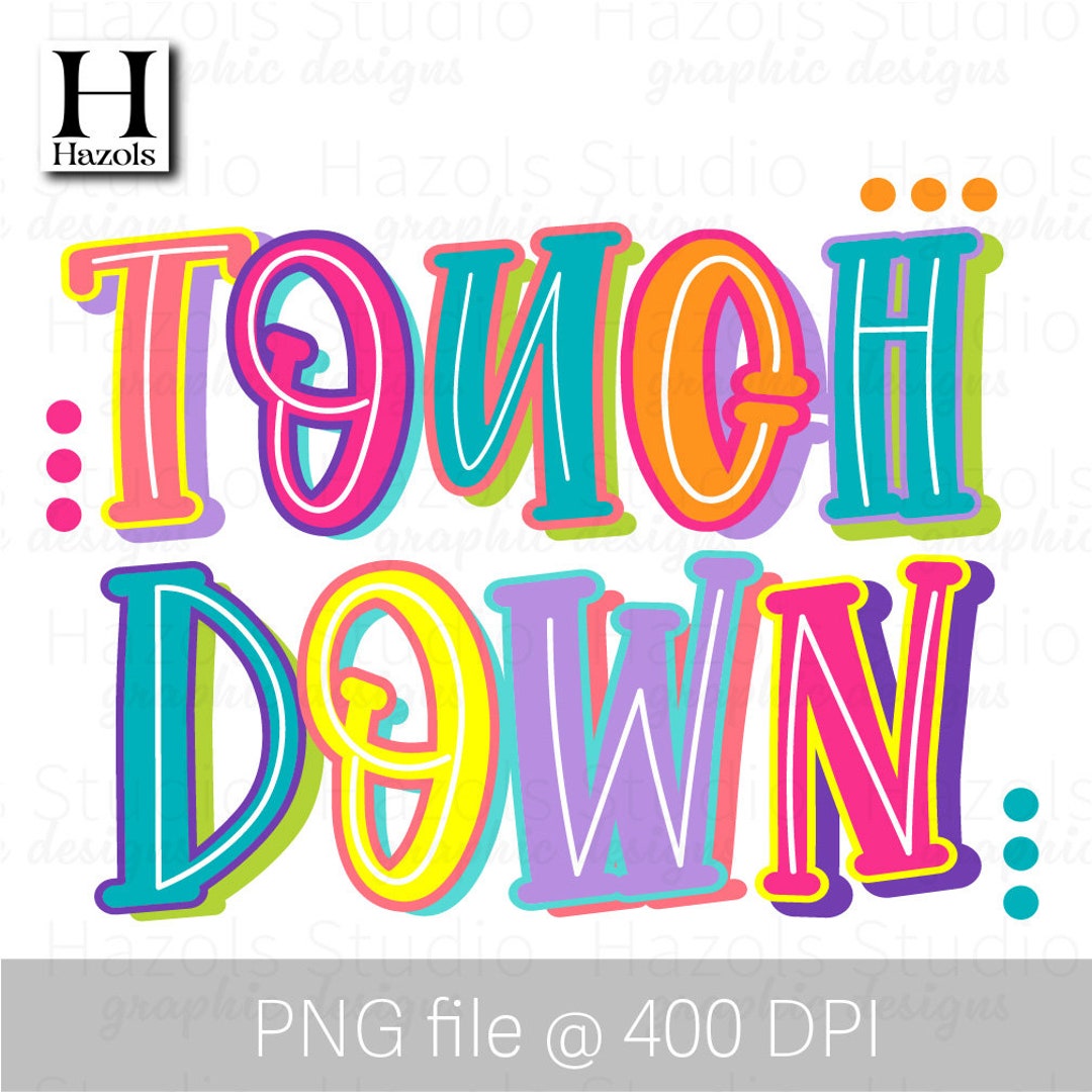 Football Png, Touch Down Png Sublimation, Colorful Preppy Hand Drawn ...