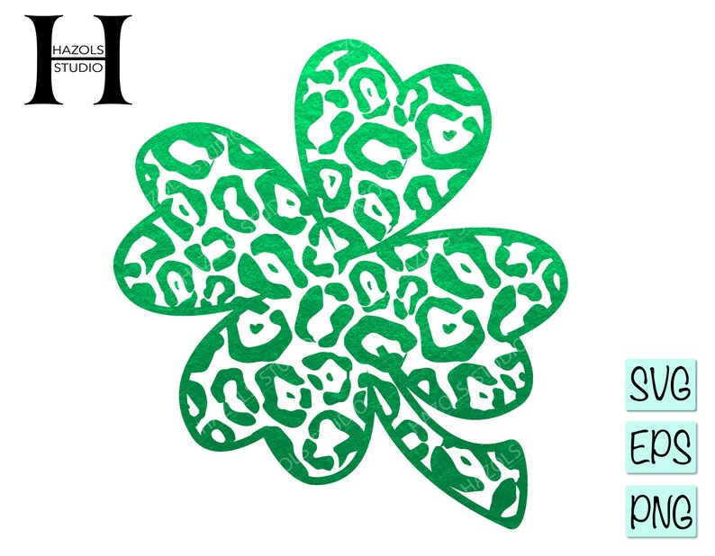 Leopard Print Shamrock St Patricks Day SVG Clip Art for Shirts, Hats ...