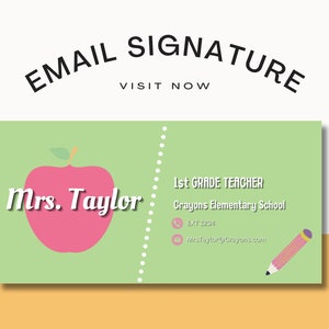 Teacher Email Signature Template Editable Canva Cute Gift for Teacher ...