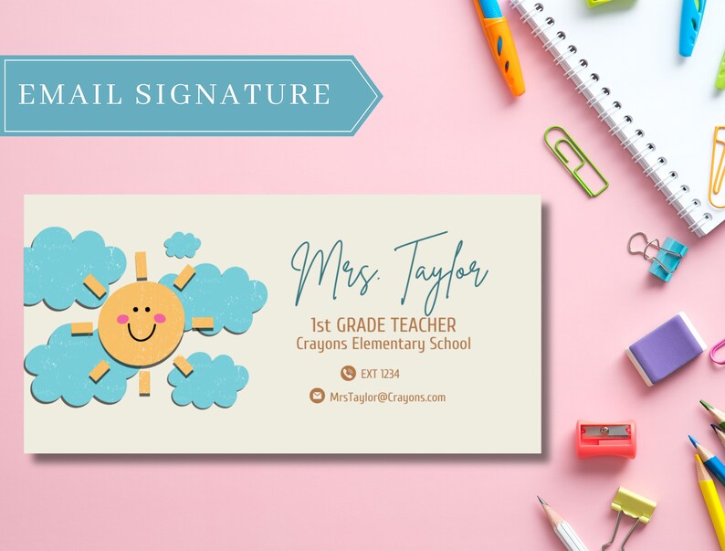 Teacher Email Signature Teacher Template Editable Canva Cute - Etsy