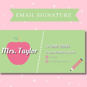 Teacher Email Signature Template Editable Canva Cute Gift for Teacher ...