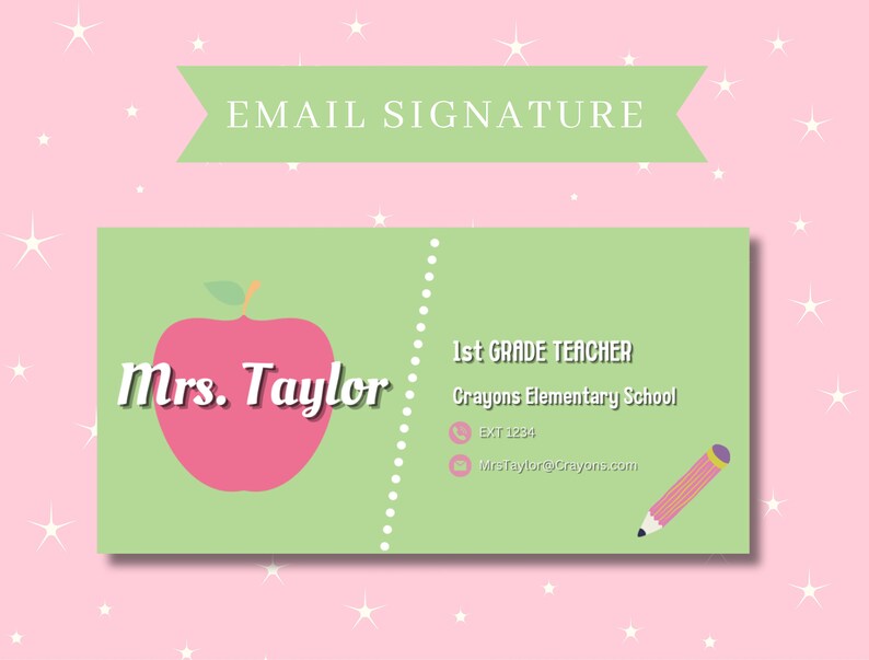 Teacher Email Signature Template Editable Canva Cute Gift for Teacher ...