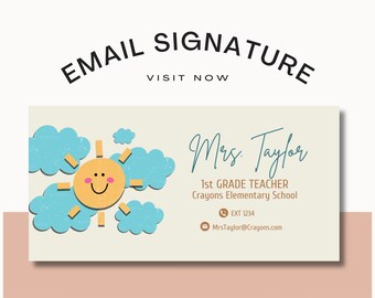 Teacher Email Signature Template Editable Canva Cute Gift for Teacher ...