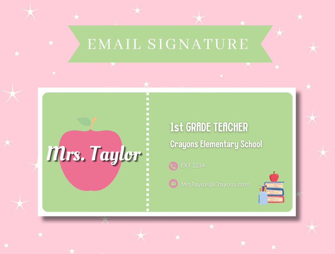 Teacher Email Signature Template Editable Canva Cute Gift for Teacher ...